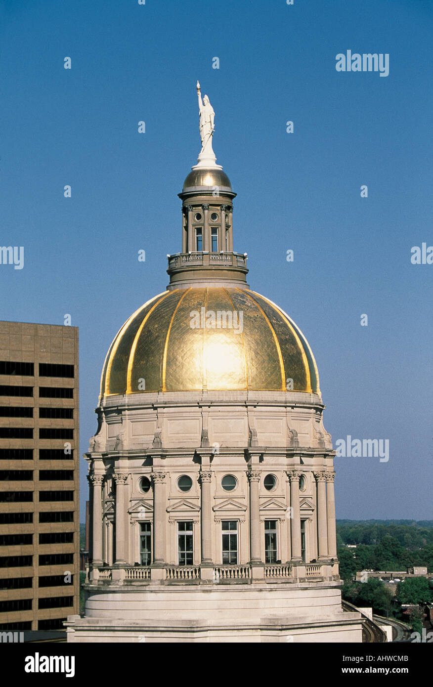 This is the dome of the State Capitol building It is gold in color ...