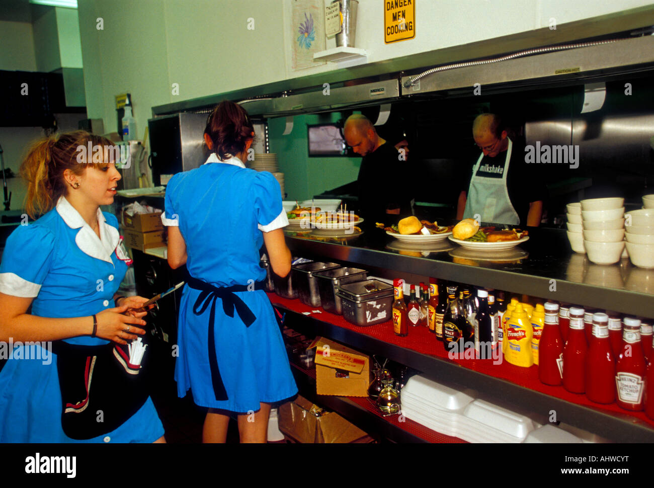 waitresses, picking up food order, food and drink, Route 66 Diner ...
