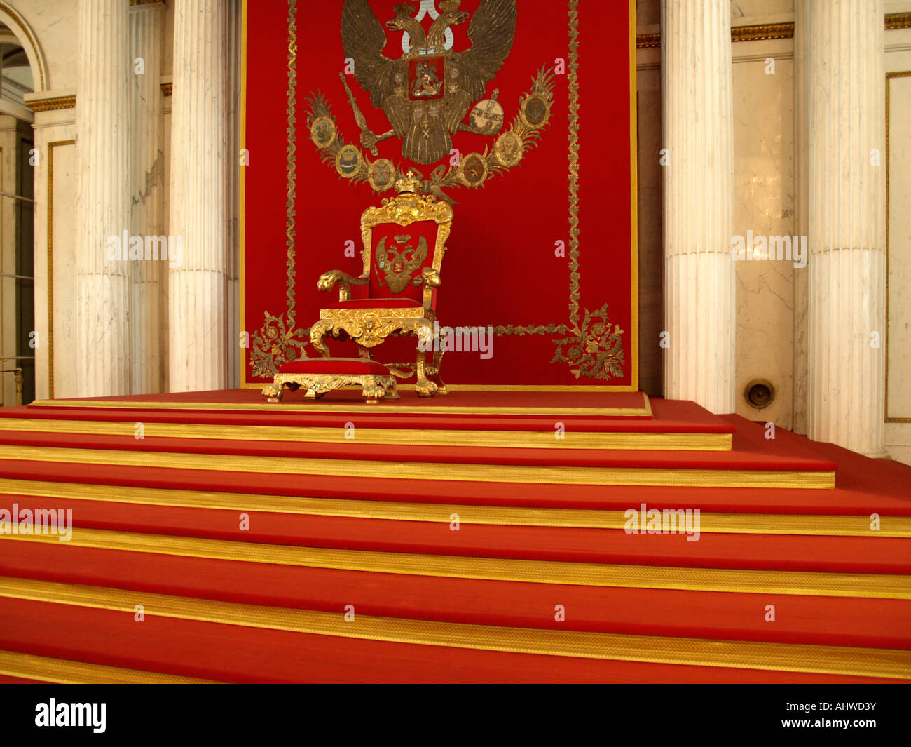 throne of russian zar with device of the family Romanow Winter Palace ...
