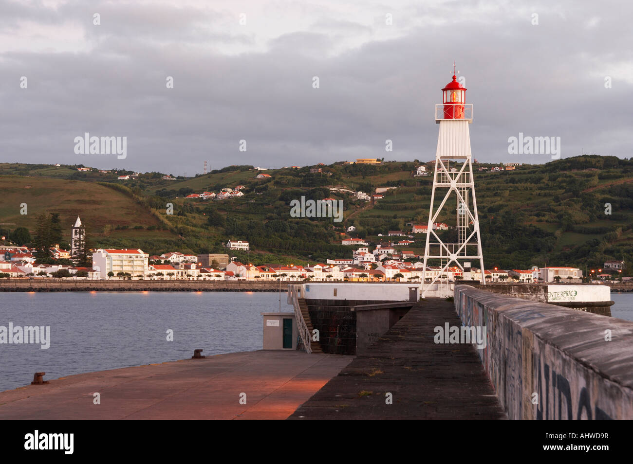 Horta lighthouse on Faial island in The Azores Stock Photo - Alamy