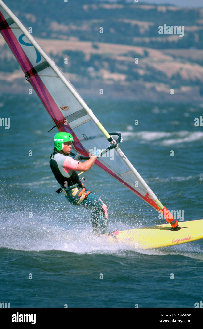 Sail boarding on the Columbia River Gorge Hood River Oregon Stock Photo ...