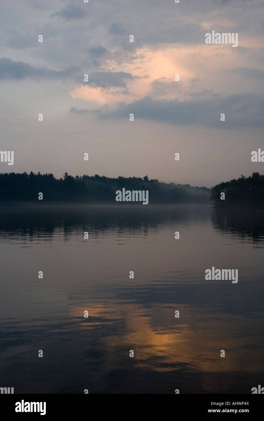 An autumnal storm leaves Jack Lake steaming Stock Photo - Alamy