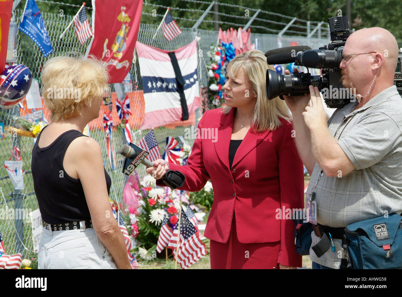 Television Newspaper Magazine Radio reporter conducts interview Stock ...