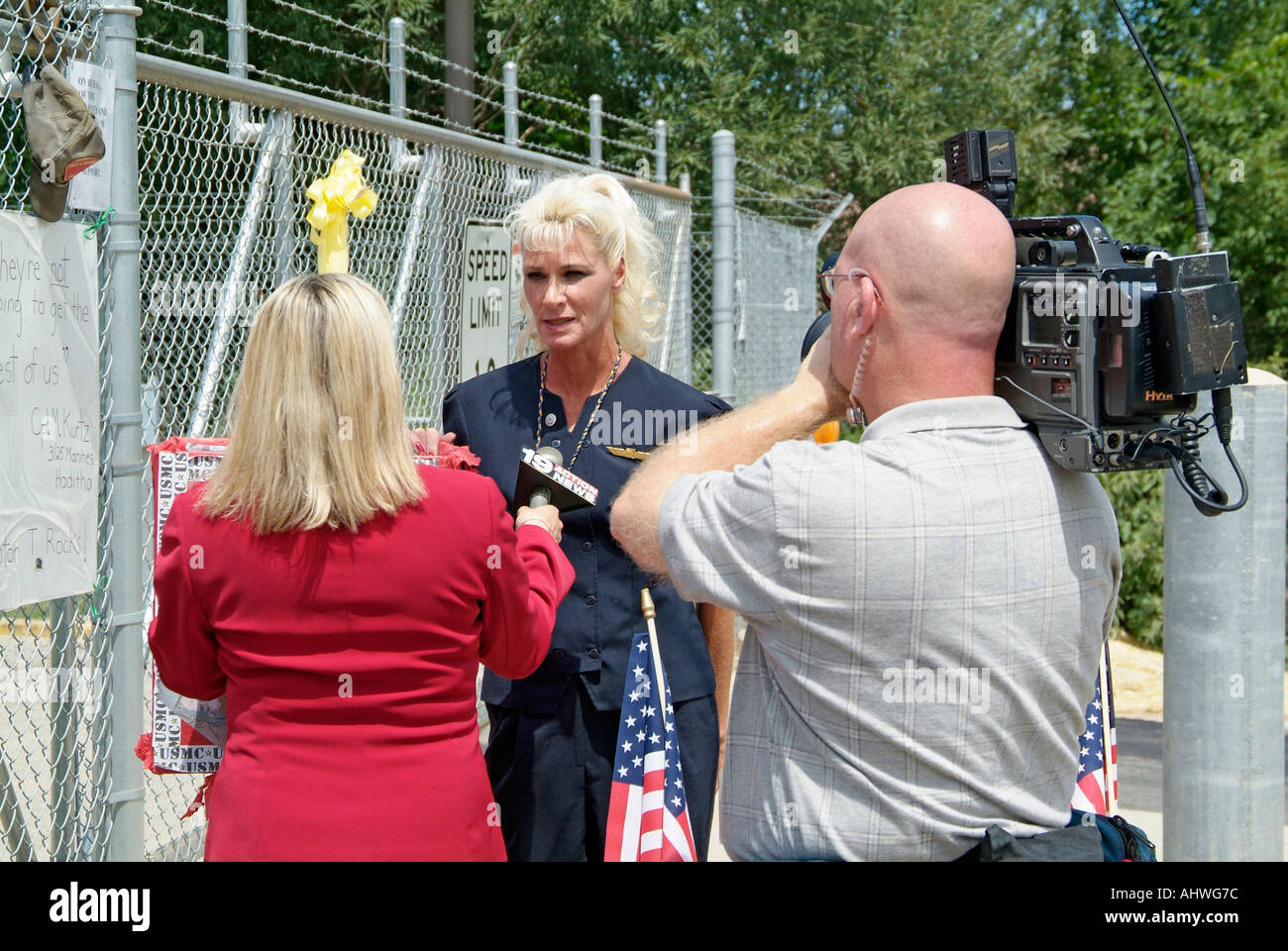 Television Newspaper Magazine Radio reporter conducts interview Stock ...