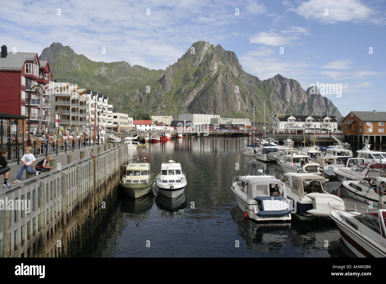 Svolvær mountains harbour lofoten norway europe scandinavia summer ...