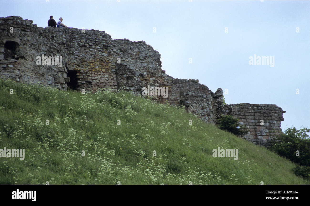 Western wall of Berwick upon Tweed castle which leads down to the river ...