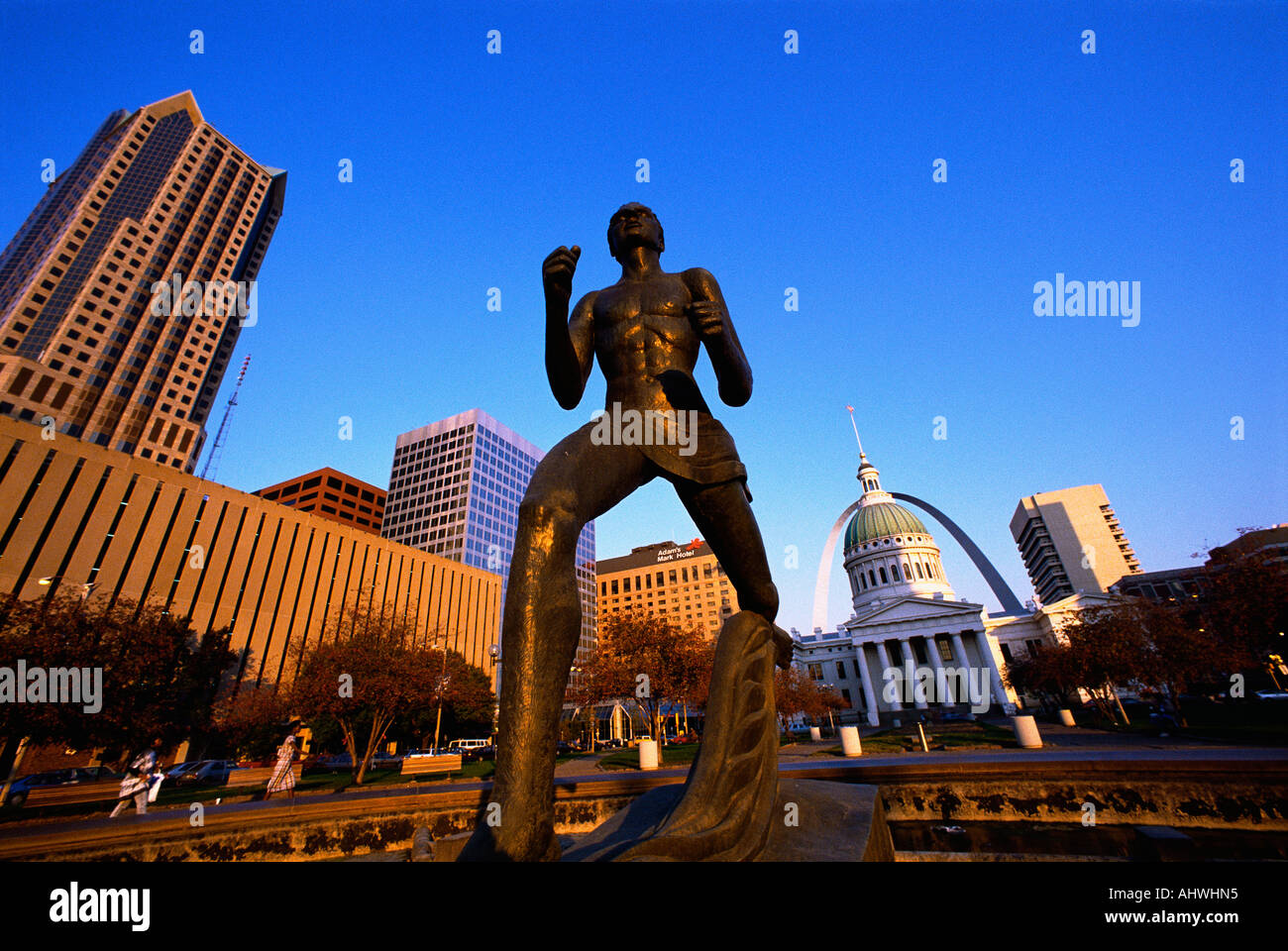 This is the Old Courthouse with a close up of the statue in front of ...
