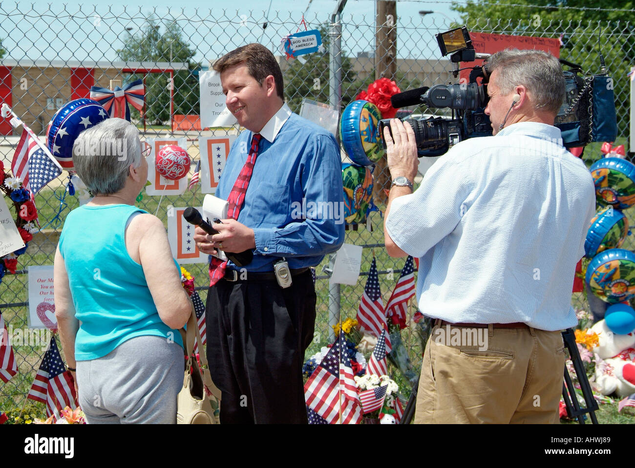 Television Newspaper Magazine Radio reporter conducts interview Stock ...