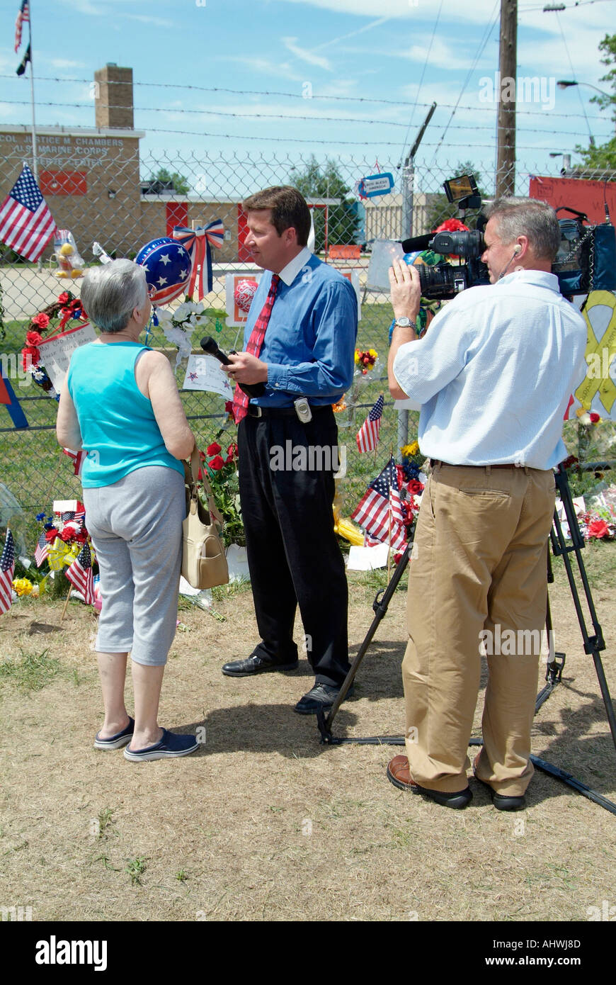Television Newspaper Magazine Radio reporter conducts interview Stock ...