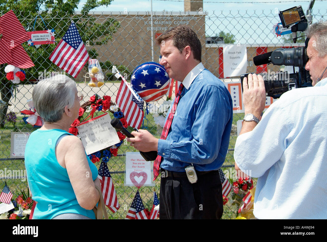 Television Newspaper Magazine Radio reporter conducts interview Stock ...