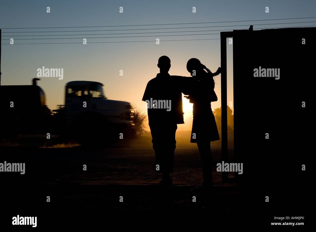 Two students at school gates in Namibia Stock Photo - Alamy