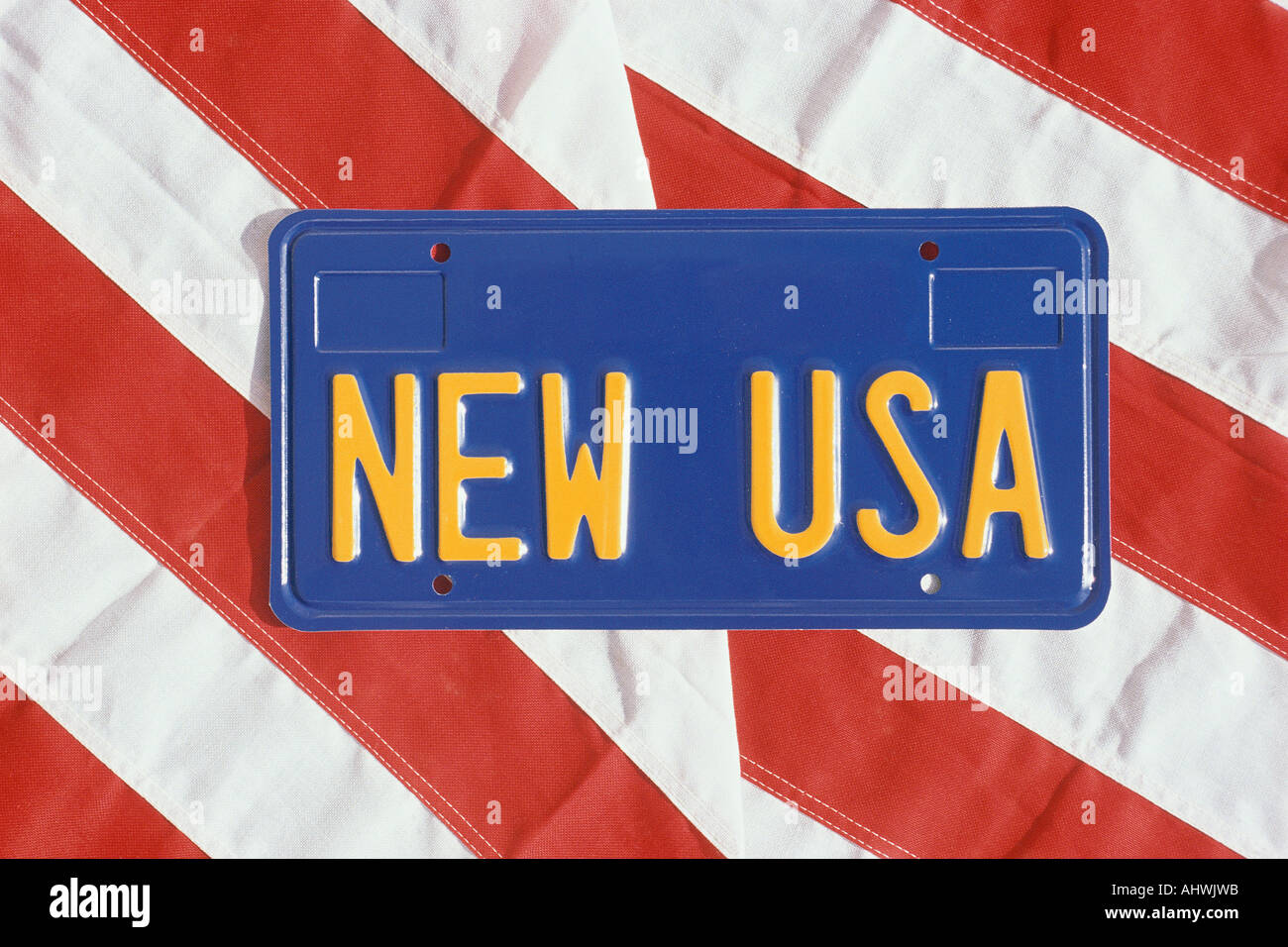 New USA license plate on stripes of American flag Stock Photo - Alamy