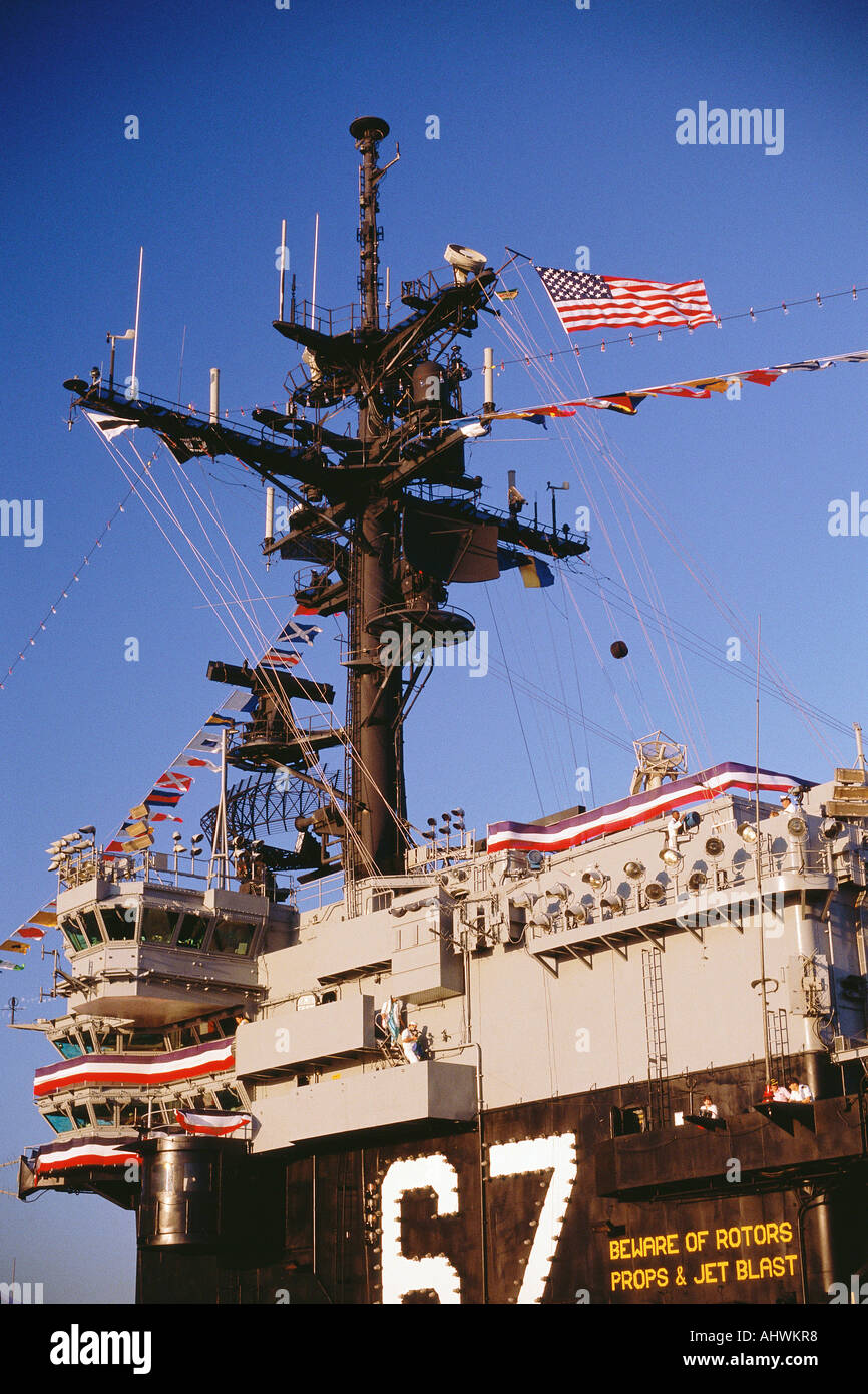 Battleship decorated for Independence Day Stock Photo - Alamy