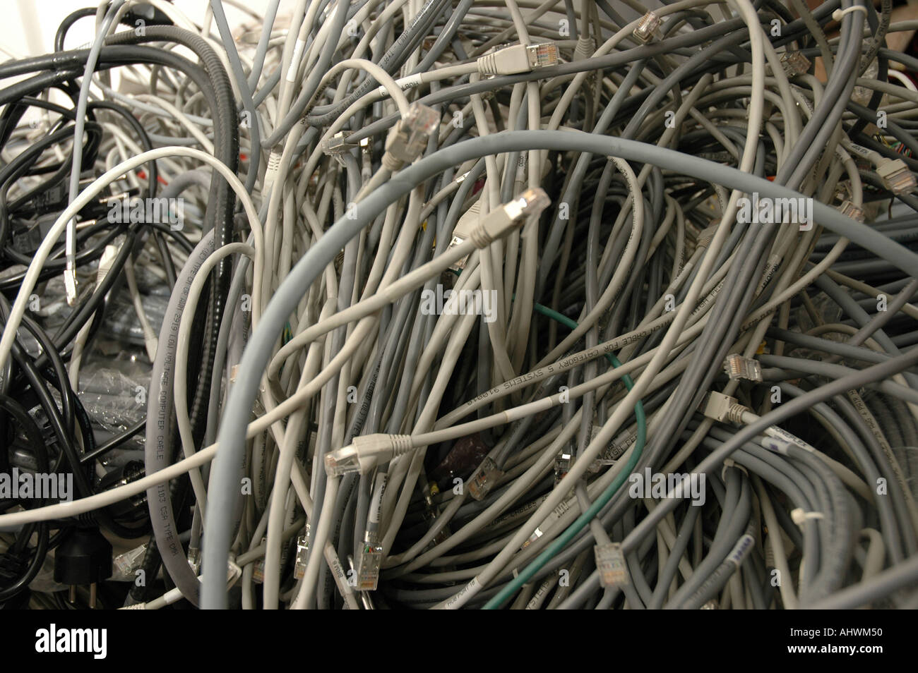 Pile of discarded telecommunication cables Stock Photo - Alamy