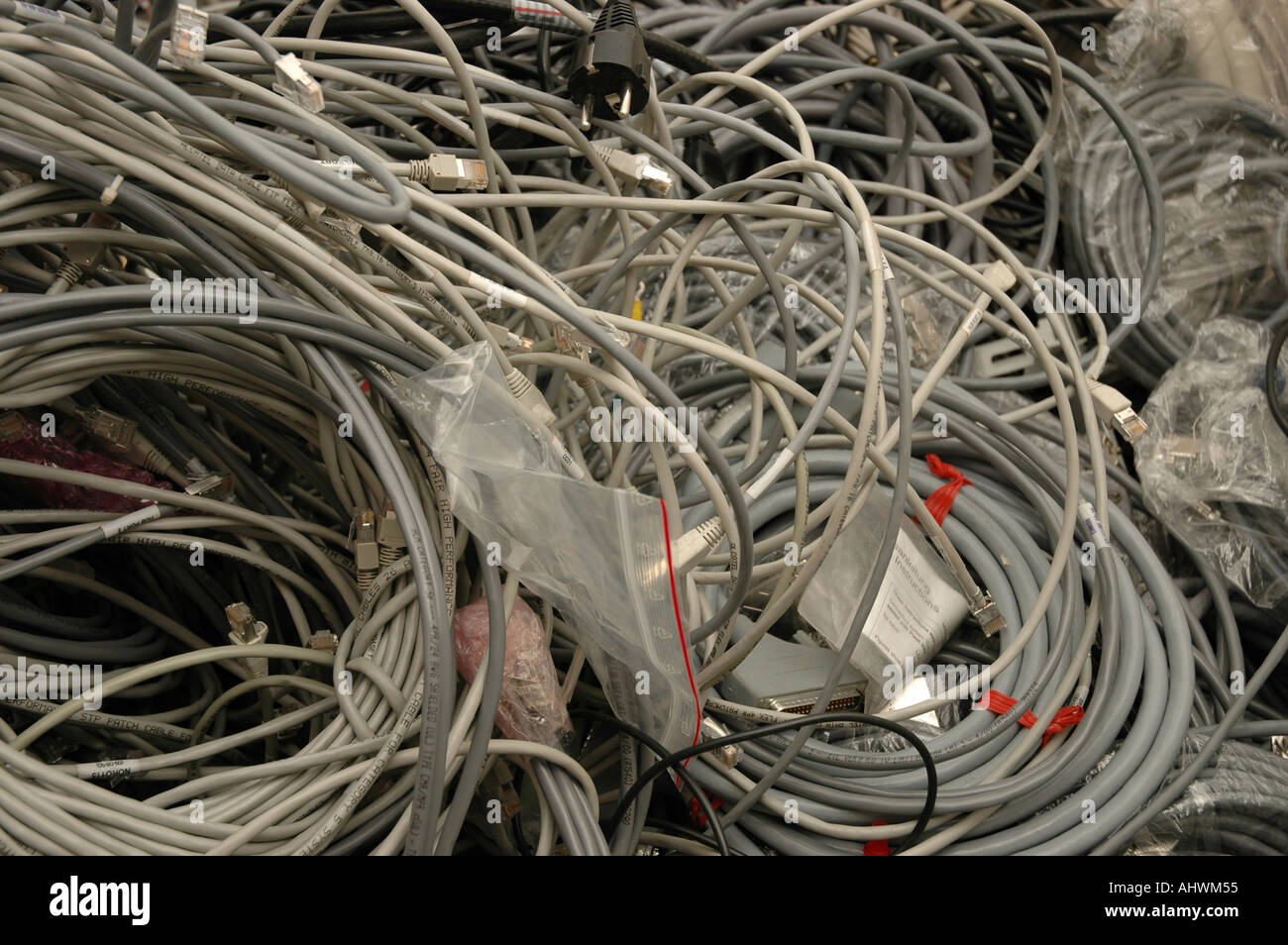 Pile of discarded telecommunication cables Stock Photo - Alamy