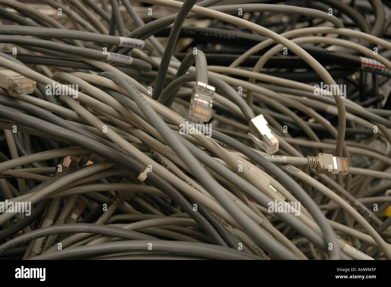 Pile of discarded telecommunication cables Stock Photo - Alamy