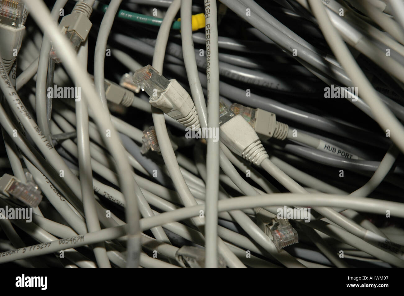 Pile of discarded telecommunication cables to be recycled Stock Photo ...