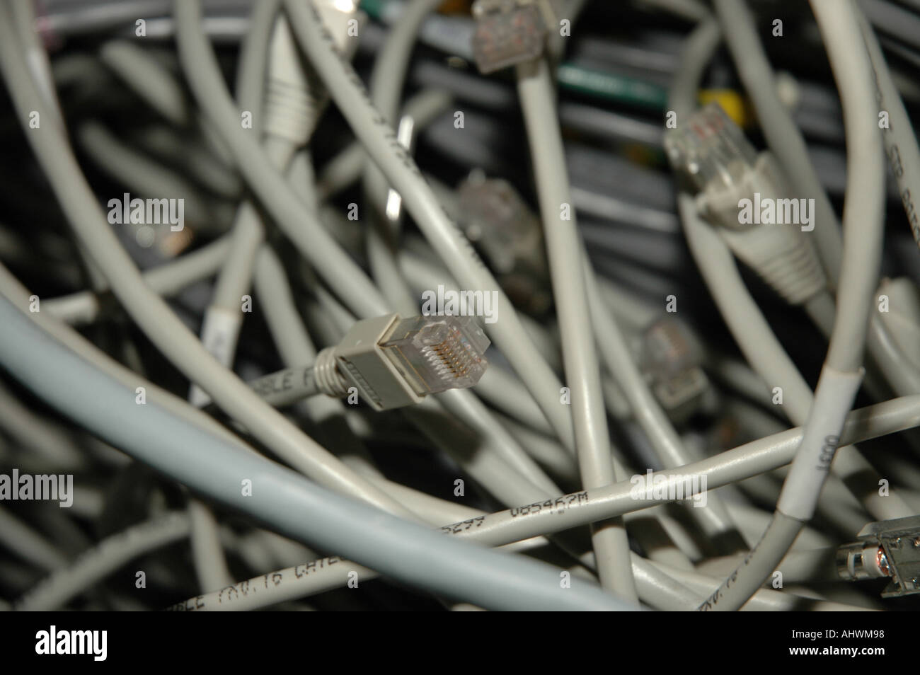 Pile of discarded telecommunication cables to be recycled Stock Photo ...