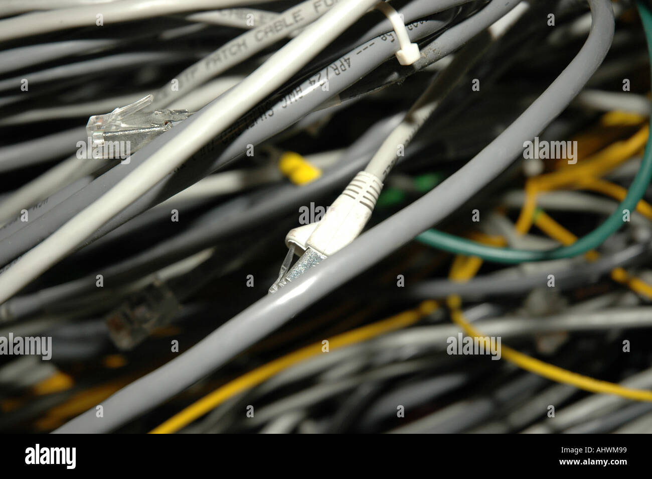 Pile of discarded telecommunication cables to be recycled Stock Photo ...