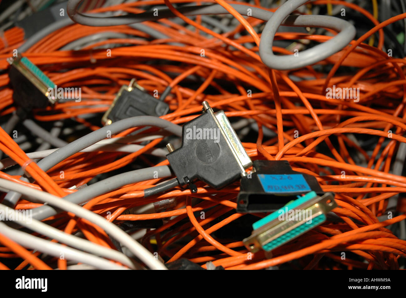 Pile of discarded telecommunication cables to be recycled Stock Photo ...