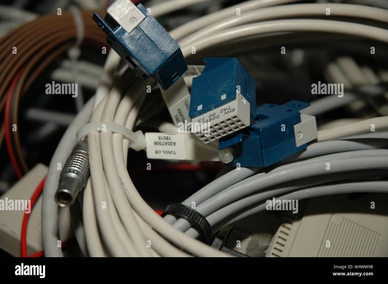 Pile of discarded telecommunication cables to be recycled Stock Photo ...