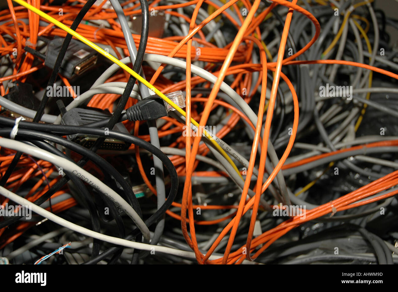 Pile of discarded telecommunication cables to be recycled Stock Photo ...