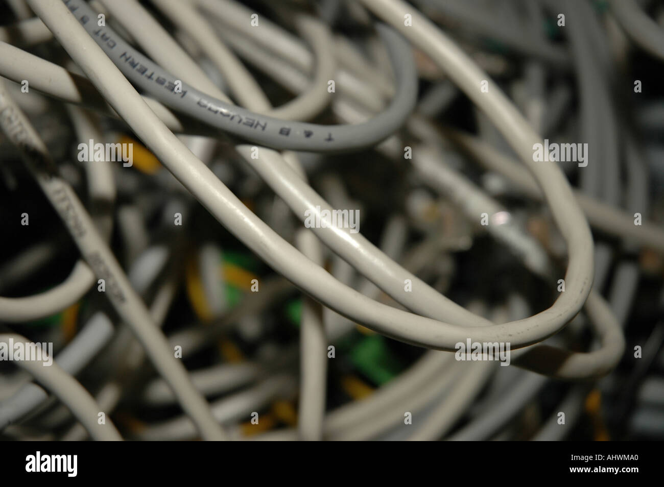Pile of discarded telecommunication cables to be recycled Stock Photo ...