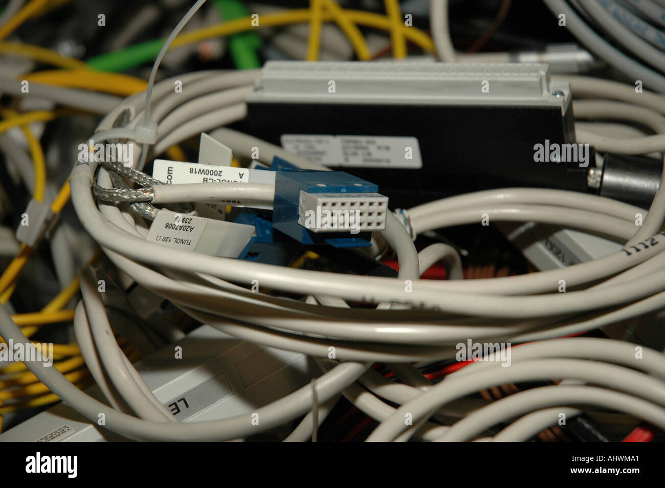 Pile of discarded telecommunication cables to be recycled Stock Photo ...
