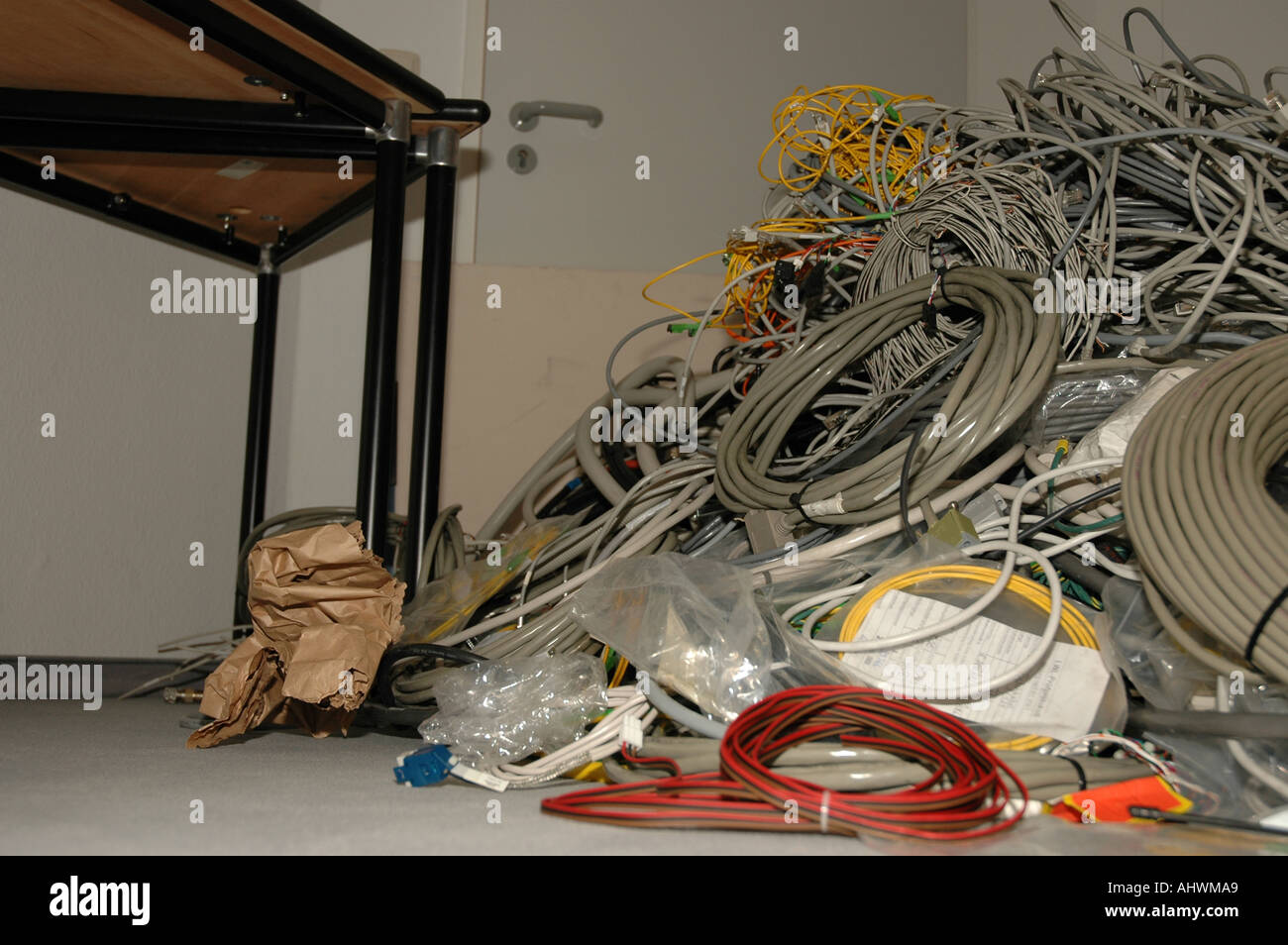 Pile of discarded telecommunication cables to be recycled Stock Photo ...