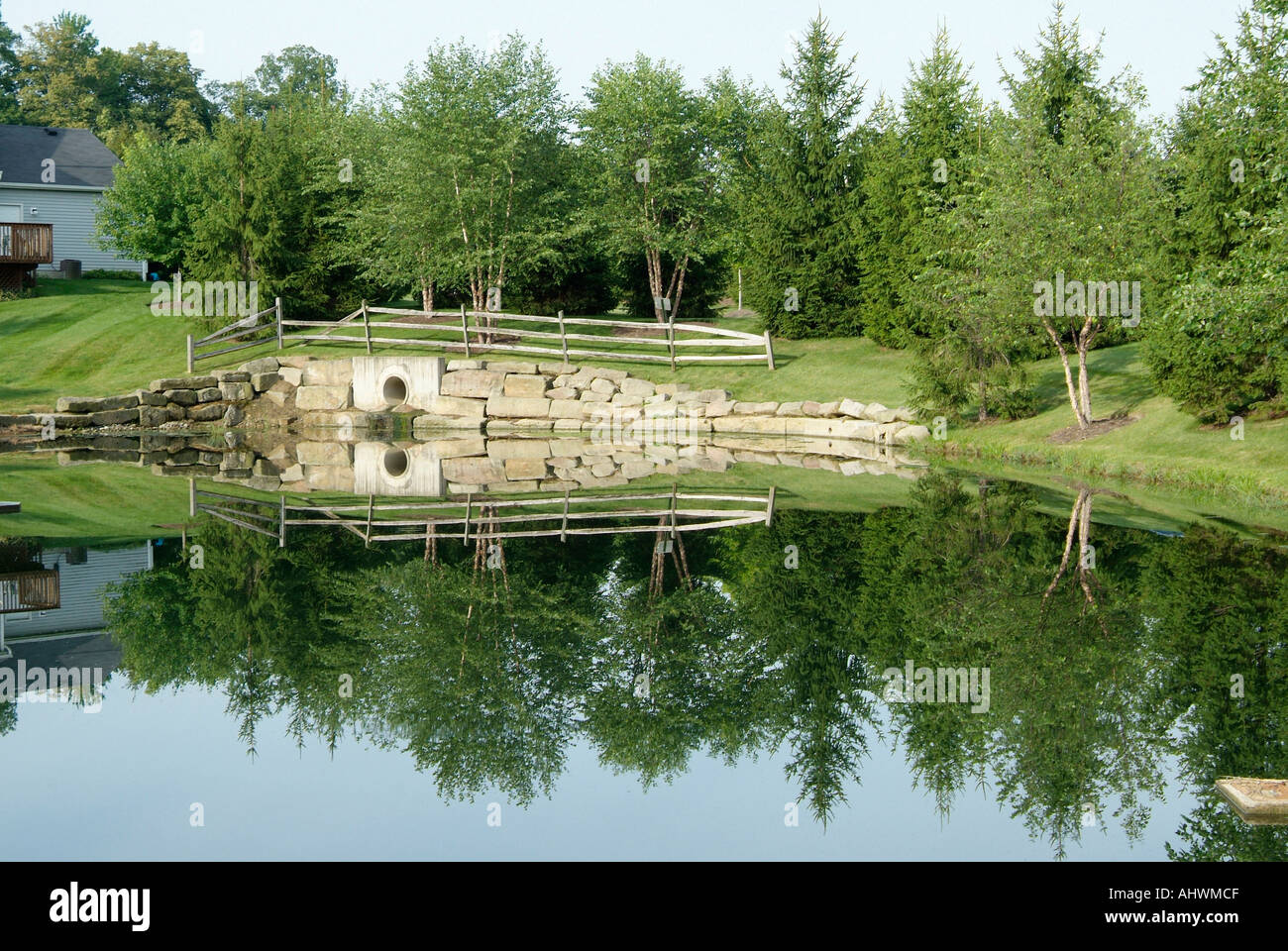 Reflections in a pond Stock Photo - Alamy