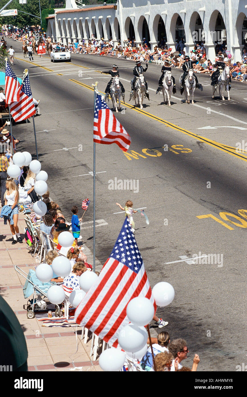 Parade route marked by flags Stock Photo - Alamy
