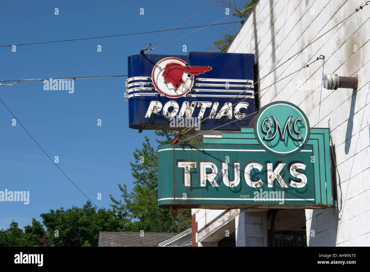 Pontiac and GMC Trucks vintage neon signs in the Finger Lakes region of ...