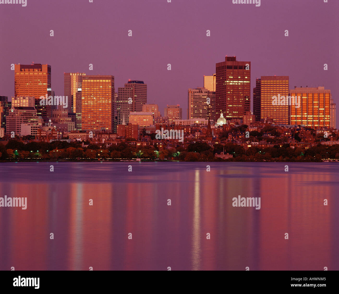 Boston reflecting in the Charles River Stock Photo - Alamy