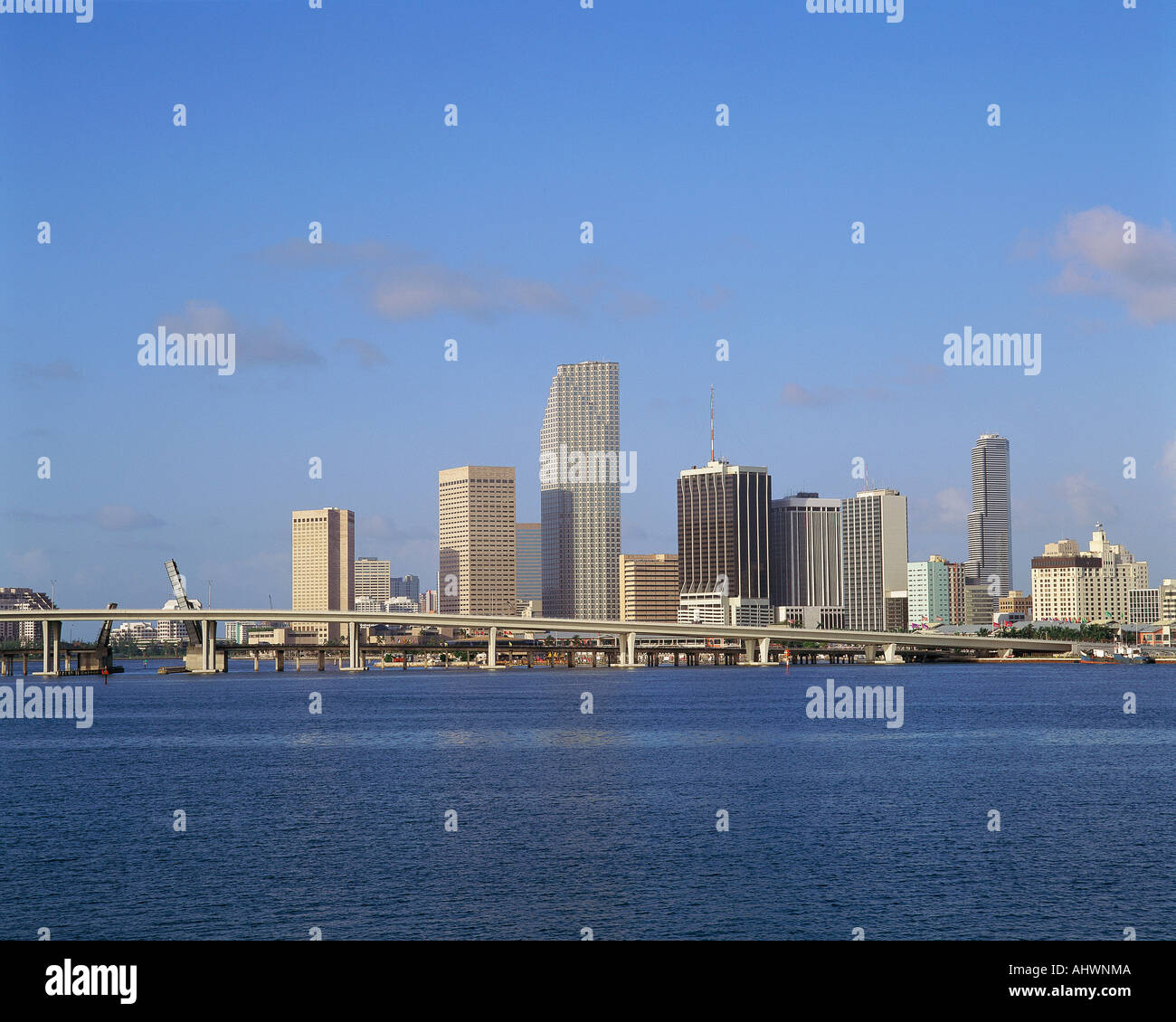 Miami skyline and water Stock Photo - Alamy