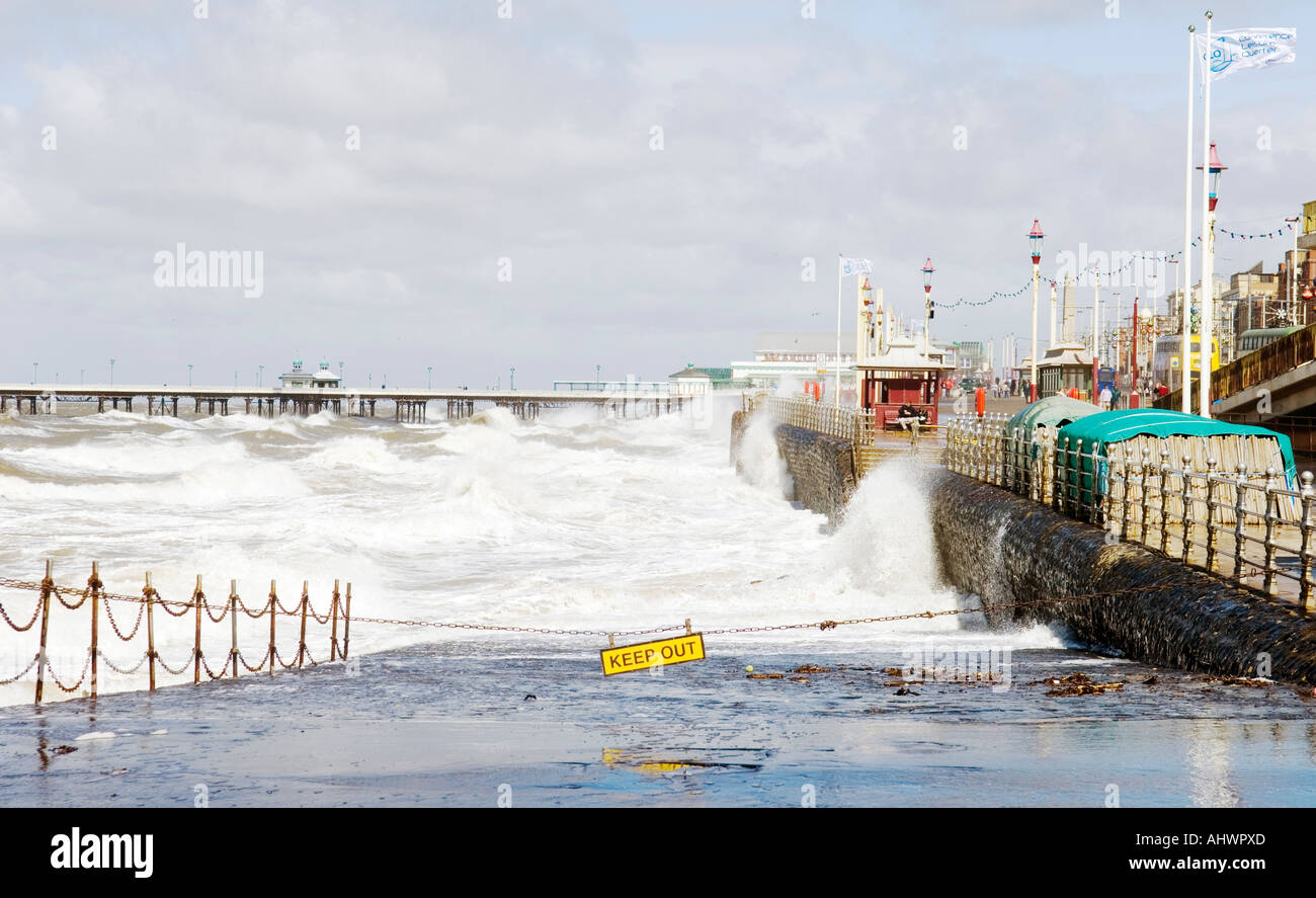 Slipway closed during high tides and stormy weather in Blackpool,UK ...