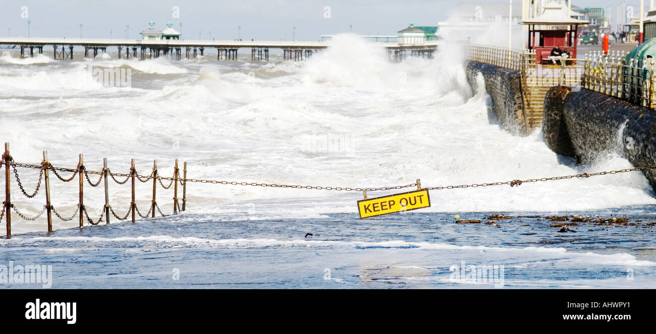 Slipway closed during high tides and stormy weather in Blackpool,UK ...
