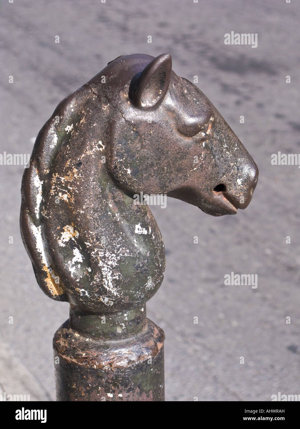 Horse head hitching post Stock Photo - Alamy