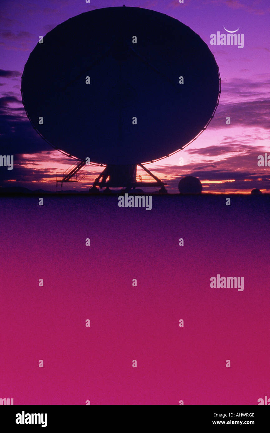 Silhouette of satellite dish array Stock Photo - Alamy