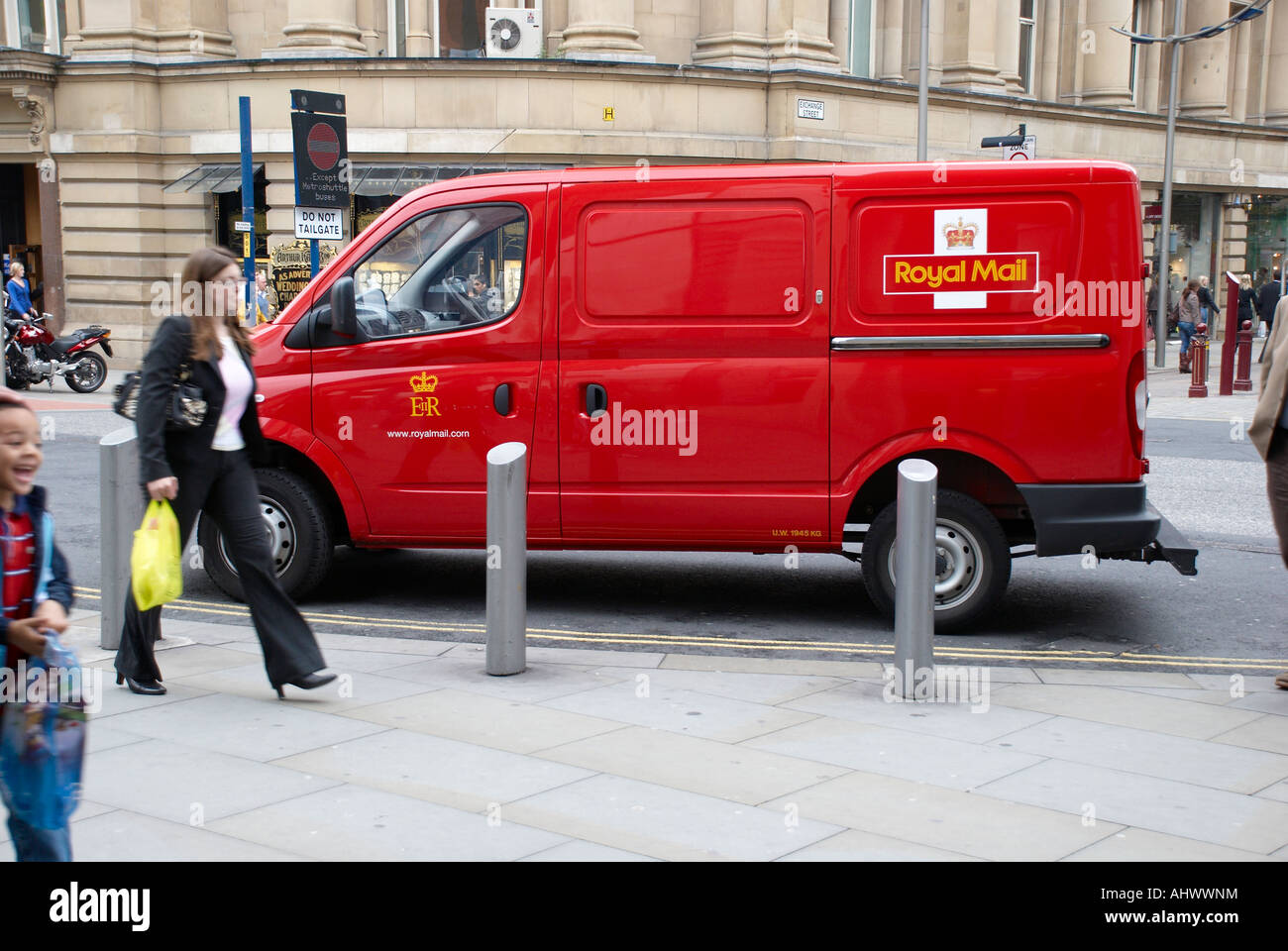 royal mail van collecting delivering post in manchester city centre ...