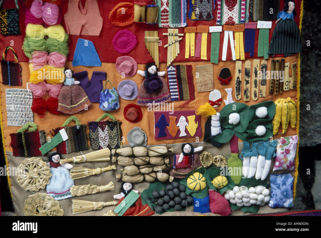 PERU embroidery collage made for the tourist market Stock Photo - Alamy