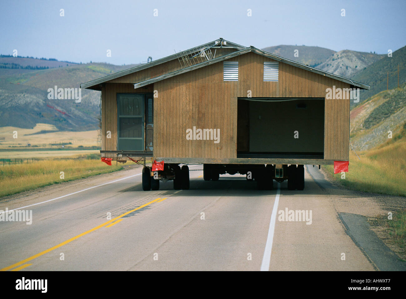 Moving a house on Route 89 Stock Photo - Alamy