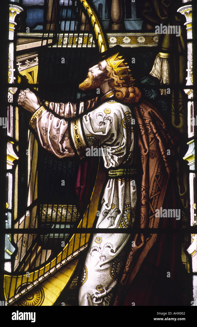 Stained glass music musician harp hi-res stock photography and images ...