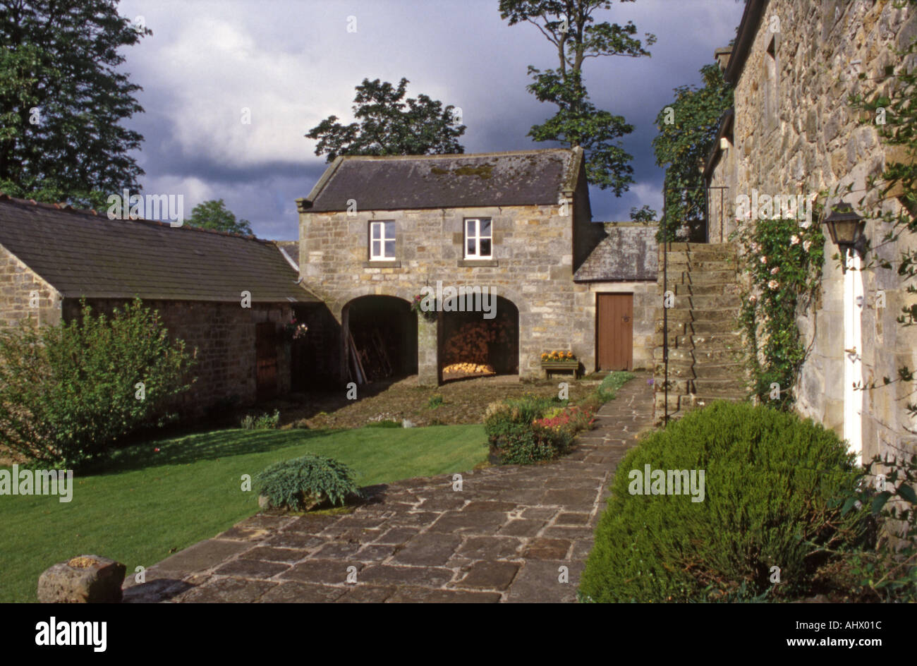 Farm House and Garden Northumberland Stock Photo - Alamy