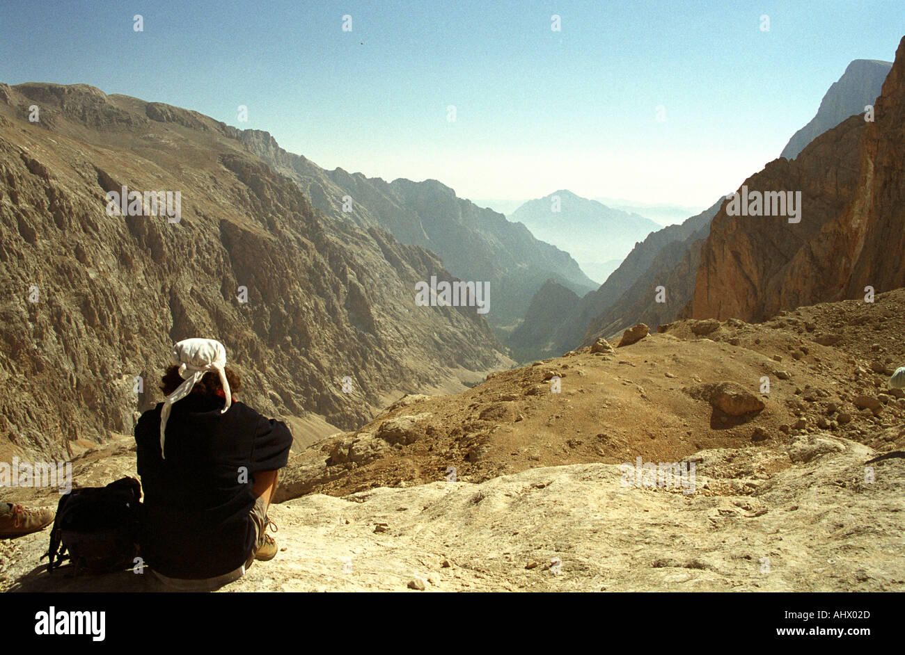 turkey a local guide at the top of the tekkekalesi pass looks at the ...
