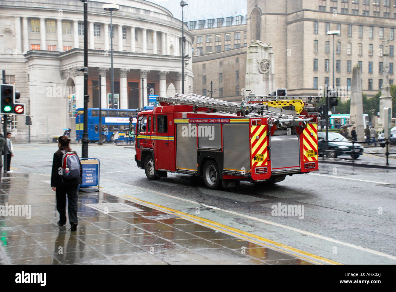 fire engine on the street in manchester Stock Photo - Alamy