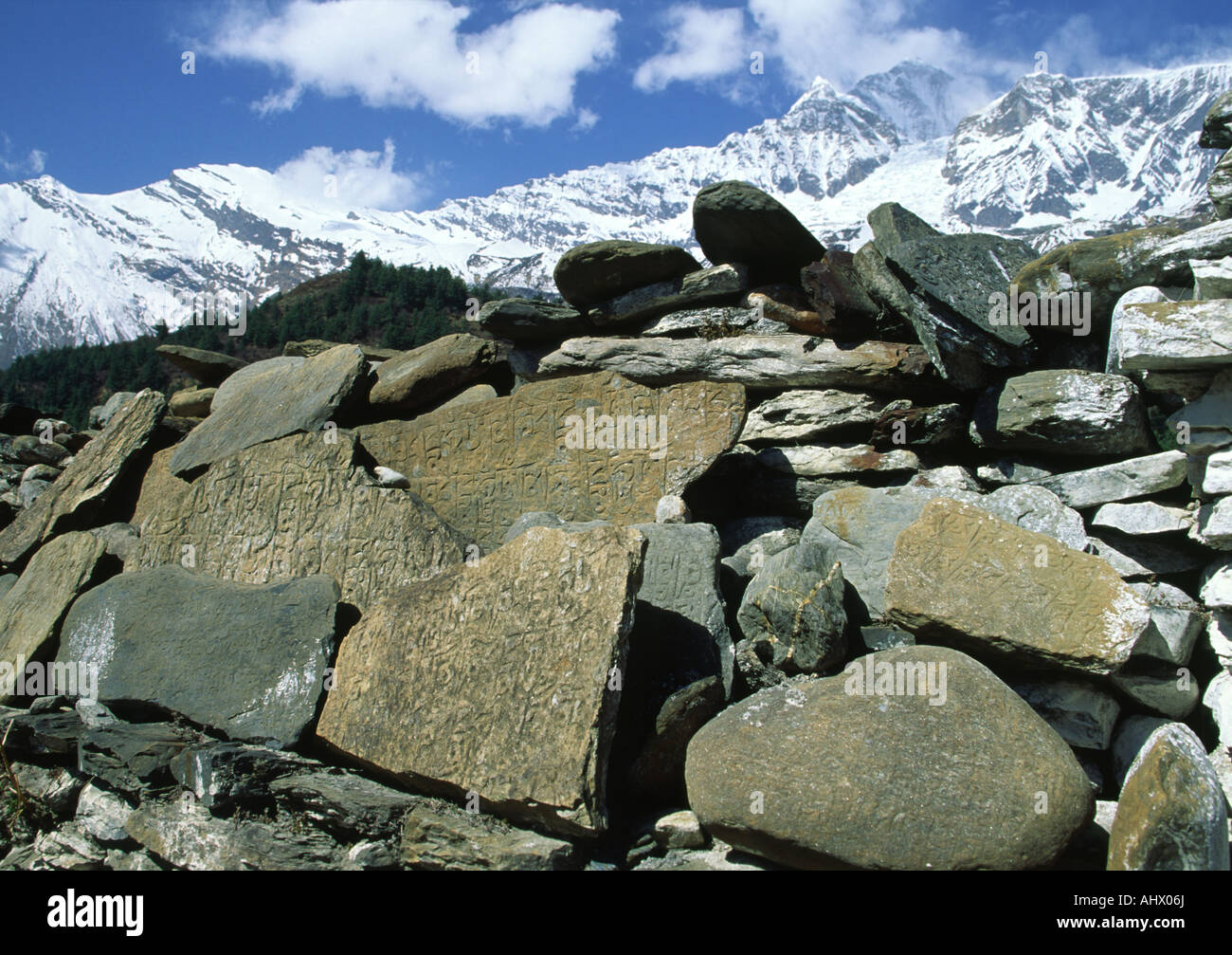 Mana Wall ( Prayer Stones ) , Nepal Stock Photo - Alamy