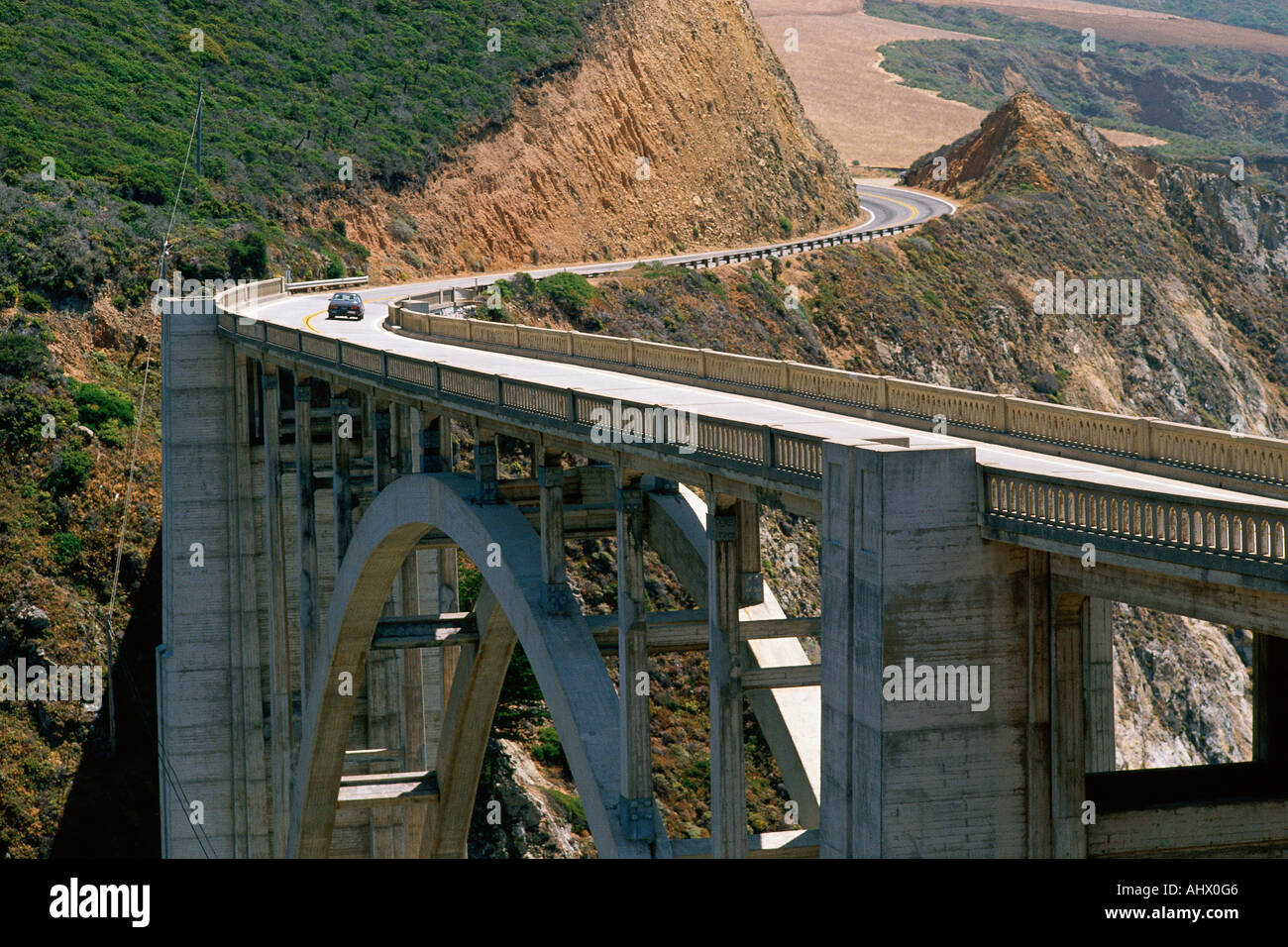Car driving over bridge Stock Photo - Alamy