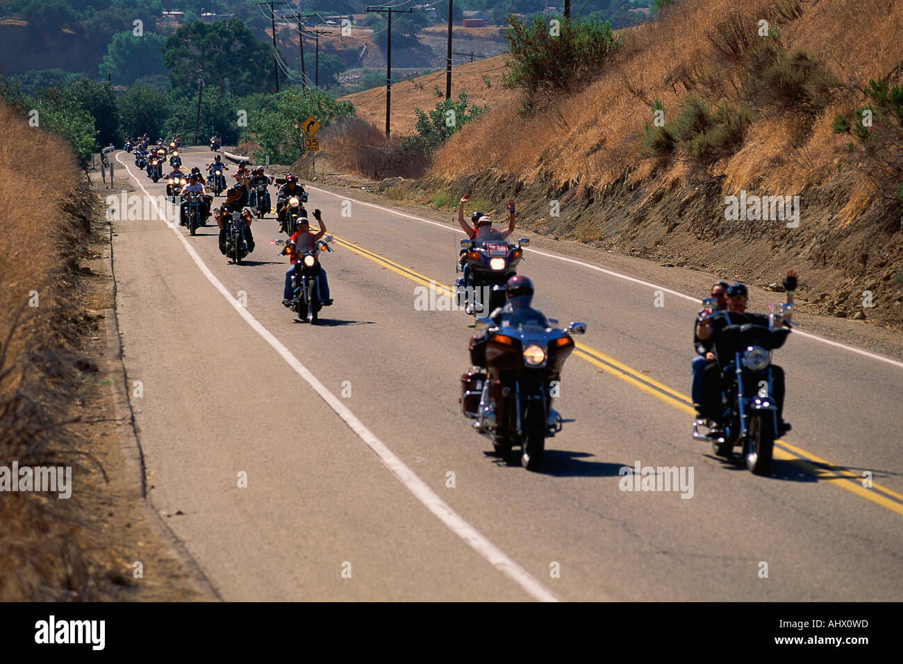 Motorcycles road gang hi-res stock photography and images - Alamy