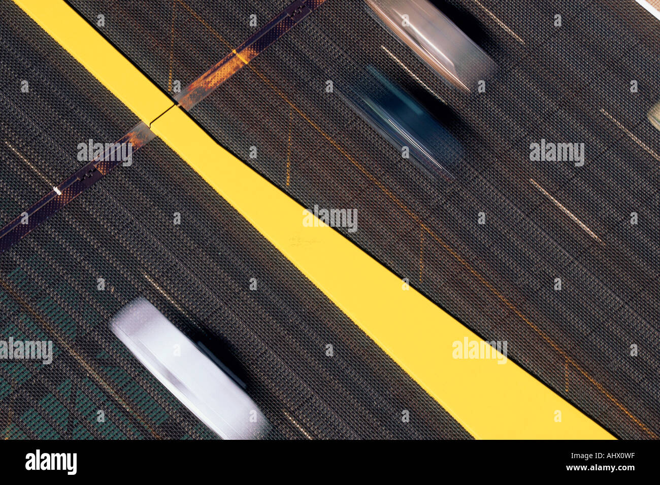 Cars on grated bridge Stock Photo - Alamy