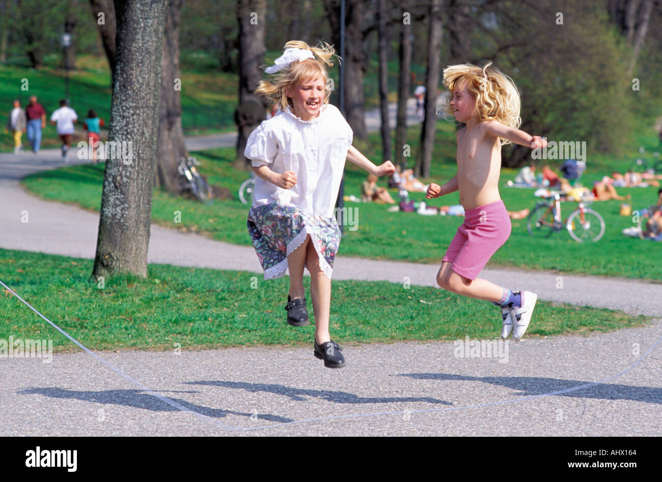 Coordinated jump hi-res stock photography and images - Alamy